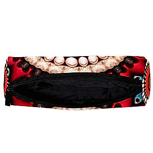 Red Circular Hippie Mandala Pencil Bag Pen Case Stationary Case Pencil Pouch Desk Organizer Makeup Cosmetic Bag for School Office