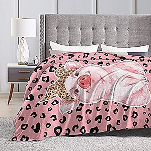 Cute Pig Cozy Soft Flannel Blanket Luxury Fleece Bed Blanket Throw Blanket Lightweight for Sofa Chair Bed for Couch Living Room 60"X50"