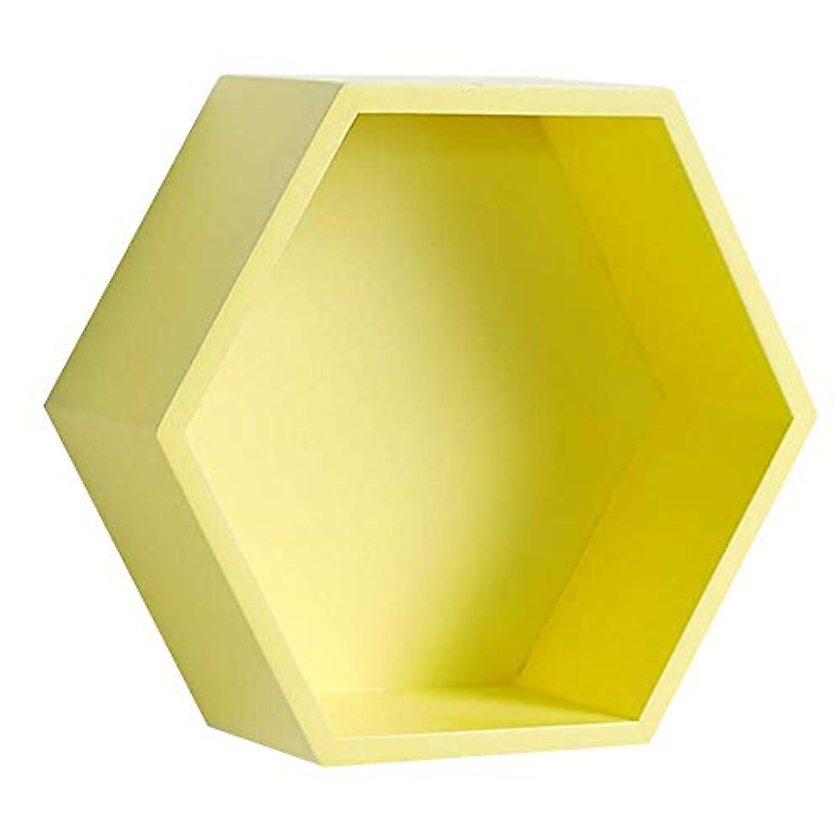 PIBM Stylish Simplicity Shelf Wall Mounted Floating Rack Shelves Retro Hexagon Solid Wood Storage Bedroom Easy to Install,3 Colors, Yellow , 27x9x23.5cm