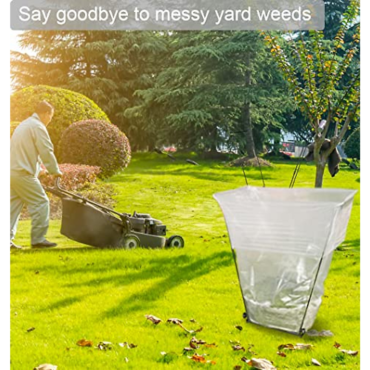 Artigarden Garden Trash Bag Holder - Outdoor Leaf Bag Support Stand Multi-Use Metal Garbage Bag Holder Frame Holds 30-45 Gallons Bag for Camping Leaves Gardening Parties Yard Weeding (Black)