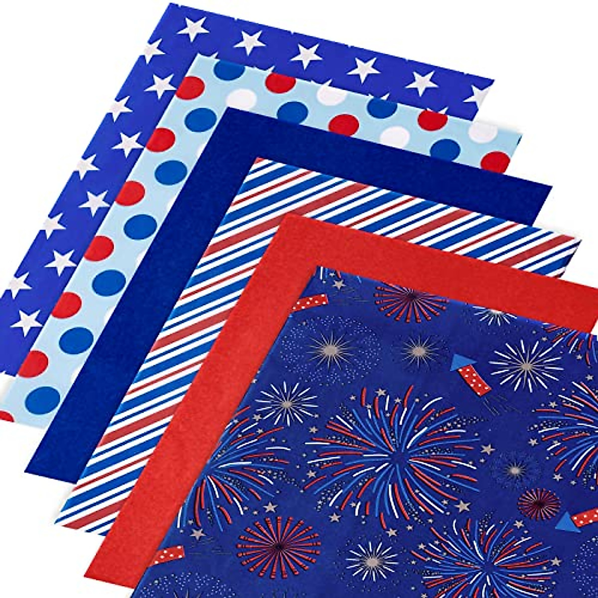 WRAPAHOLIC Wrapping Tissue Paper - 60 Sheets 14 x 20 Inch Blue Red White Tissue Paper Bulk for Independence Day Gift Wrapping, Arts & Crafts, Packing and Decorations