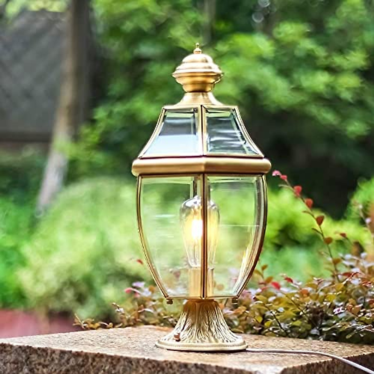 MODEBHD Retro European E27 LED Garden Landscape Waterproof Column Lamp Post Pillar Light Vintage Outdoor Table Lamp Rainproof Lawn Garden Lights Aluminum Street Post Lights