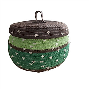 AOKLEY Wardrobe storage box Cotton Rope Storage Basket, Desktop Storage Box With Lid, Key Storage Basket, Woven Underwear Storage Basket Suitable for organizing wardrobes and drawers (Color : E)