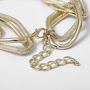 Jumwrit Chunky Choker Necklace Statement Thick Necklace Heavy Gold Chain Necklace Costume Accessory for Women