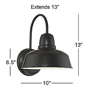 John Timberland Urban Barn Rustic Industrial Farmhouse Outdoor Barn Light Fixture Black Gooseneck Arm 13" for Exterior Barn Deck House Porch Yard Patio Outside Garage Front Door Garden Roof