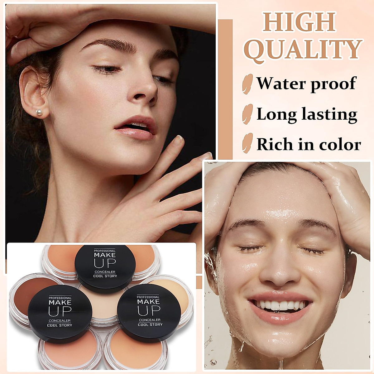 Under Eye Concealer for Dark Circles Color Corrector Pro Concealer Full Coverage Concealer de oieras Long-lasting Cover up Makeup Waterproof Concealer Makeup -02 LIGHT CREAM
