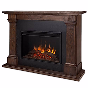 BOWERY HILL Traditional Corner Electric Fireplace Mantel Heater with Remote Control, Adjustable Led Flame 1500W in Chestnut Oak