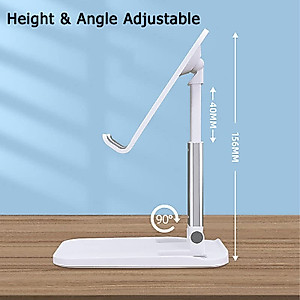 ZRONST Phone Stand for Desk Foldable Adjustable Angle Height Portable Cell Phone Holder Compatible with iPhone Ipad Android (White)