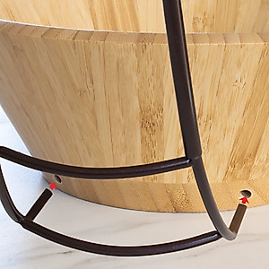 Totally Bamboo Fruit Basket Bowl with Banana Holder Hanging Hook, Bamboo Wood Fruit Bowl for Kitchen Counter