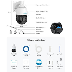 REOLINK 4K PTZ Security Camera System, 360 Degree View PoE Camera with 16X Optical Zoom for Outdoor Surveillance, Auto Tracks Human/Vehicle/Pet, Two-Way Talk, 260ft IR Night Vision, RLC-823A 16X
