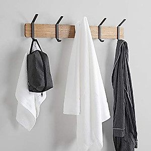 Kate and Laurel Rossmore Farmhouse 5-Hook Wall Hanging Coat Rack, Natural Rustic Wood, Modern Hanging Rack for Coats, Bags, Or Pots and Pans