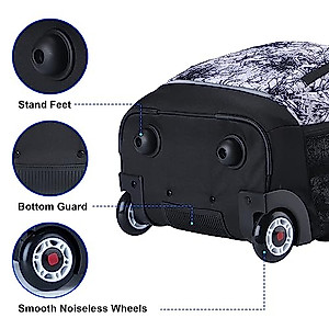 UNIKER Rolling Laptop Bag for 15.6 Inch Laptop,19 Inch Roller Bag with Noisyless Wheels,Wheeled Computer Bag,Travel Bag Suitcase Rucksack for Men Basketball