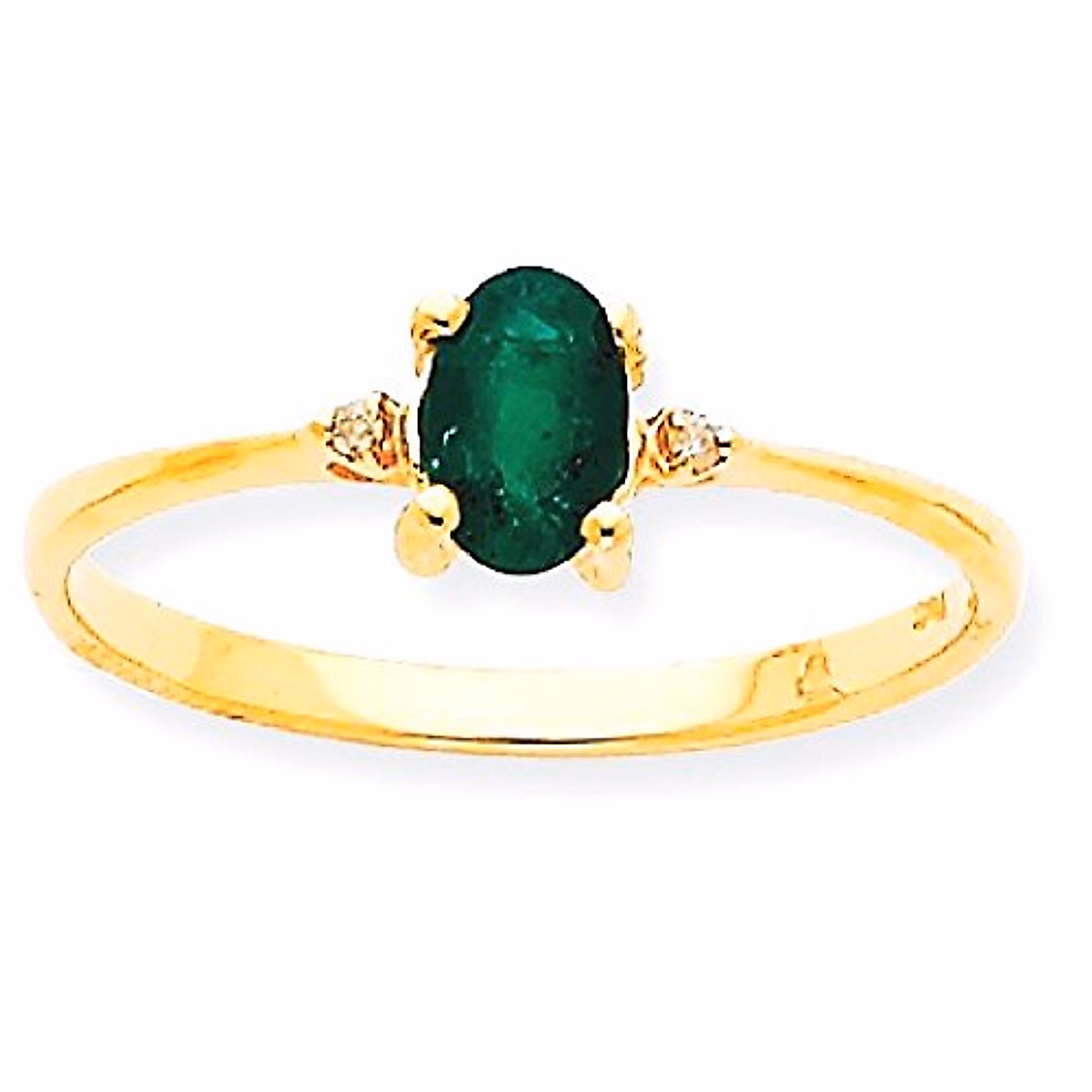 IceCarats 10K Yellow Gold Diamond Green Emerald Ring Gemstone Band April May Birthstone Jewelry Size 6