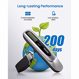 RENPHO Luggage Scale, Suitcase Scale for Travel, Baggage Weight Scale with Backlit, Portable Handheld Scale with Tare Function, Overweight Reminder, Rubber Paint, 110lb/50kg, Battery Included