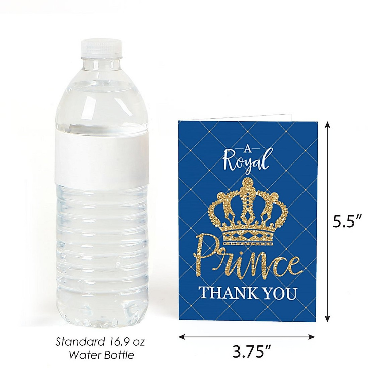 Big Dot of Happiness Royal Prince Charming - Baby Shower or Birthday Party Thank You Cards (8 count)