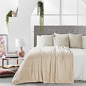 Thesis Fleece Throw Blanket for Couch Linen Throw Blanket – Waffle Weave Textured Microfiber Cozy Soft Throw Blanket, 50x60 Inches