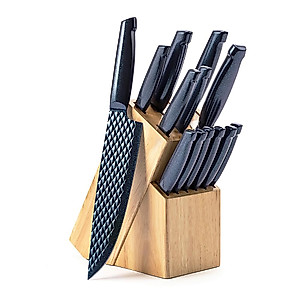 14 Piece Tainless Steel Cutlery, Knife Block Set, Dishwasher Safe, Blue