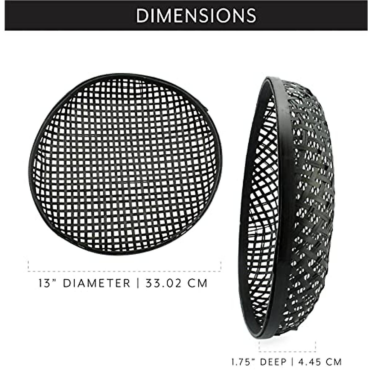 AuldHome Black Boho Wall Baskets (2-Pack); Wall Decor Baskets