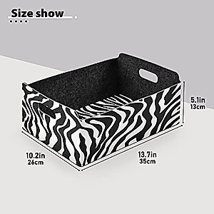 Kigai Collapsible Felt Storage Bins Zebra Rectangle with Handle Storage Bins Baskets Toys Storage Basket for Organizing Closet Clothes Office Books Home Decor