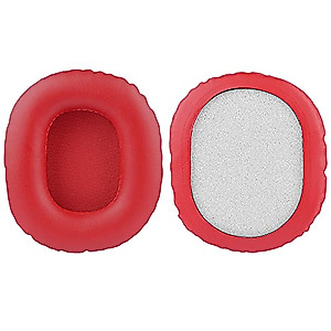 Geekria QuickFit Protein Leather Replacement Ear Pads for Edifier W800BT (FCC ID:Z9G-EDF41), K815, W808BT Headphones Earpads, Headset Ear Cushion Repair Parts (Red)