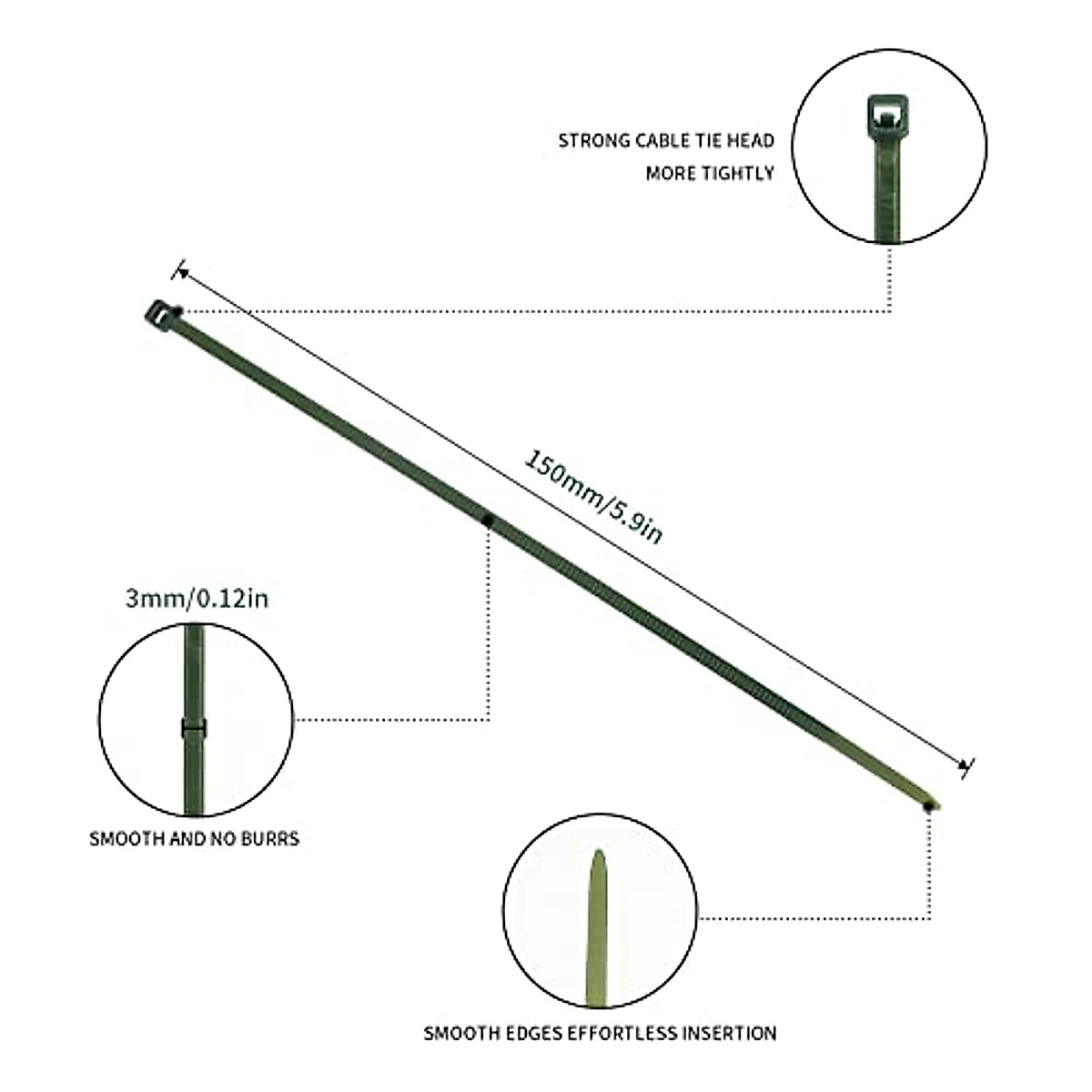 KINGLAKE GARDEN Green Zip Ties 6 Inch 3MM 100 Pack Green Self-Locking Green Nylon Ties,Premium Plastic Wire Ties for Indoor and Outdoor