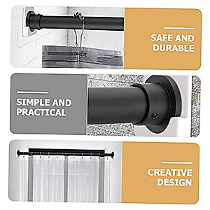 DOITOOL 6pcs Bracket Holder Heavy Duty Shower Curtain Tension Curtain Rods Circle Hooks Adhesive Curtain Rod Holder Wall- Mounted Shower Rods Holder Shower Curtain Tension Holder Fixture