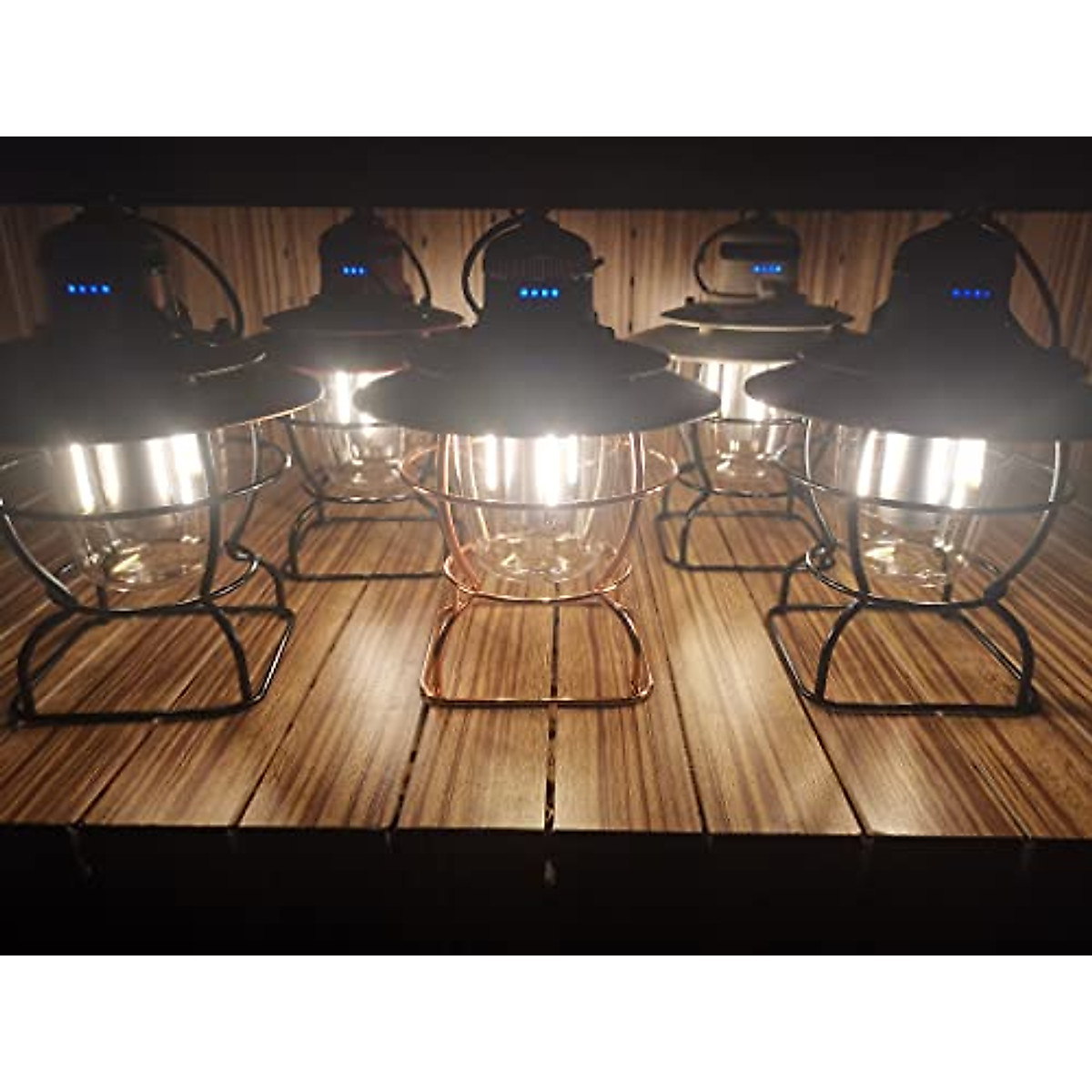 USB Recharging Super Bright Retro Campsite Lantern Outdoor Camping Hiking Fishing Tent Night Light Lamp Stepless Dimming 3 Modes Adjustable Waterproof (Gold & Black)