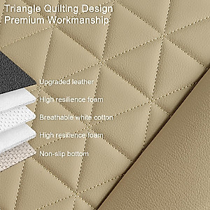 Black Panther 1 Pair Luxury Faux Leather Car Seat Covers Front Bottom Seat Cushion Covers, Anti-Slip and Wrap Around The Bottom, Fit 95% of Vehicles - Beige