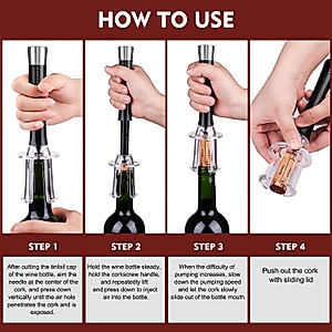 Wino on the Go Wine Opening Set, Air Pump Wine Bottle Opener Set, The Perfect Wine Opener, Wine Aerator Pourer Spout, Momentum Wine Opening Set, Wine Opener Pump(Aluminum head,Black)