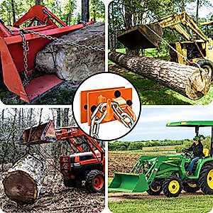 Tractor Bucket Hooks | Grade 70 Forged Steel Bolt On Grab Hook Tow Hook Mount| Heavy Duty Tractor Bucket Accessories | Perfect for Tractor Bucket, RV, UTV, Truck and More, Max 17000 lbs Orange, 2 Pack