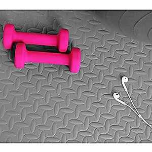 Signature Fitness Puzzle Exercise Mat with EVA Foam Interlocking Tiles for MMA, Exercise, Gymnastics and Home Gym Protective Flooring, 3/4" Thick, 96 Square Feet, Gray