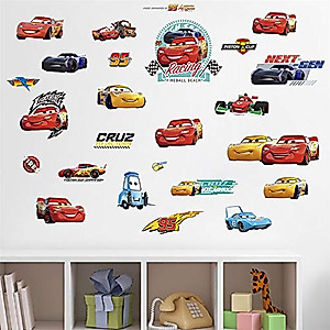 ufengke Cars Racing Story Wall Stickers DIY Removable Vinyl Peel and Stick Wall Decals for Nursery Boy's Room Bedroom