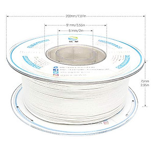 YOUSU PLA Plus (PLA+) Filament 1.75mm,Professional High Toughness Pla Pro 3D Printer Filament,Dimensional Accuracy +/- 0.03mm, 1kg Spool(2.2lbs) Pla Filament, White