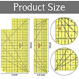 2 Pieces 2021 New Inches Hot Hem Sewing Ruler Hot Iron Ruler Hot Hemmer Pressing Tool Heat Resistant Ruler Sewing DIY Tools Measuring Quilting Press Handmade for Electric Iron Home Clothing Making()