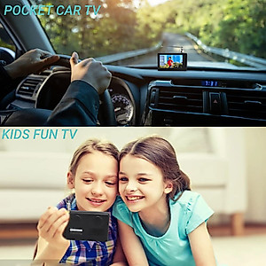 Acogedor 5 Inch Portable TV, 1080P ATSC Pocket Digital Car TV, with 1500mAh Rechargeable Battery, Support USB, TF Card, Mini Digital Television for Camping, Kitchen