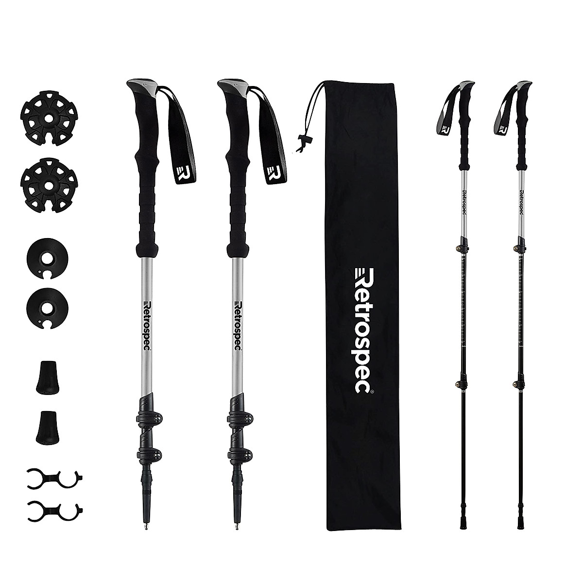 Retrospec Solstice Hiking Poles for Men & Women - Adjustable and Collapsible Lightweight Walking & Trekking Sticks - Aluminum w/Cork or Foam Grip
