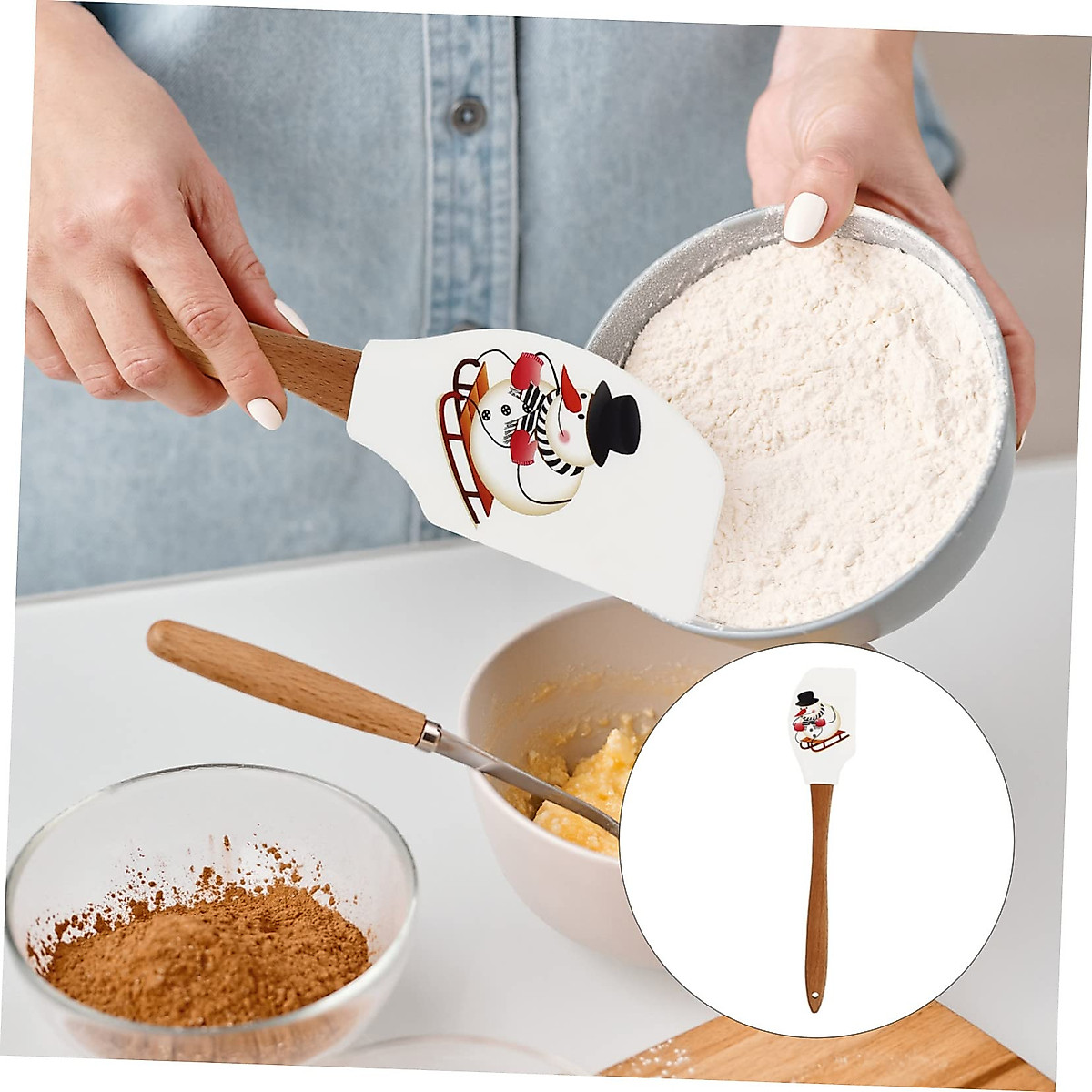 VINTORKY Christmas Baking Utensils 1pc Silicone Cream Spatula Holiday Spatulas and Mixing Spoons Festive Kitchen Tool