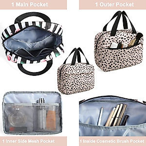 Makeup Bag for Women Travel Cosmetic Tote Bag Small Make Up Organizer Toiletry Bags Waterproof Zipper Pouch Purse for Girls (Leopard)