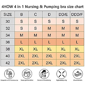 4HOW Pumping Bra Hands-Free, Breast Pump Bra,Nursing Bras for Breastfeeding,Adjustable Breast-Pumps Holding and Nursing Bra