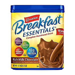 Carnation Breakfast ESSENTIALS Chocolate Powder, 17.7-Ounce Jar (Pack of 3)