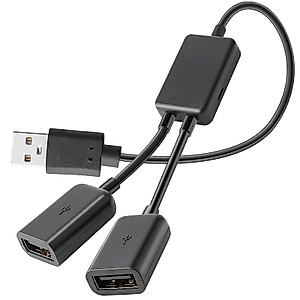 SAISN USB Y Splitter Cable 1 Male to 2 Female USB Hub 2.0 2 Ports Data Cable Power Cord Charging Extension Adapter Wire for Laptop, MacBook, Keyboards, Mice