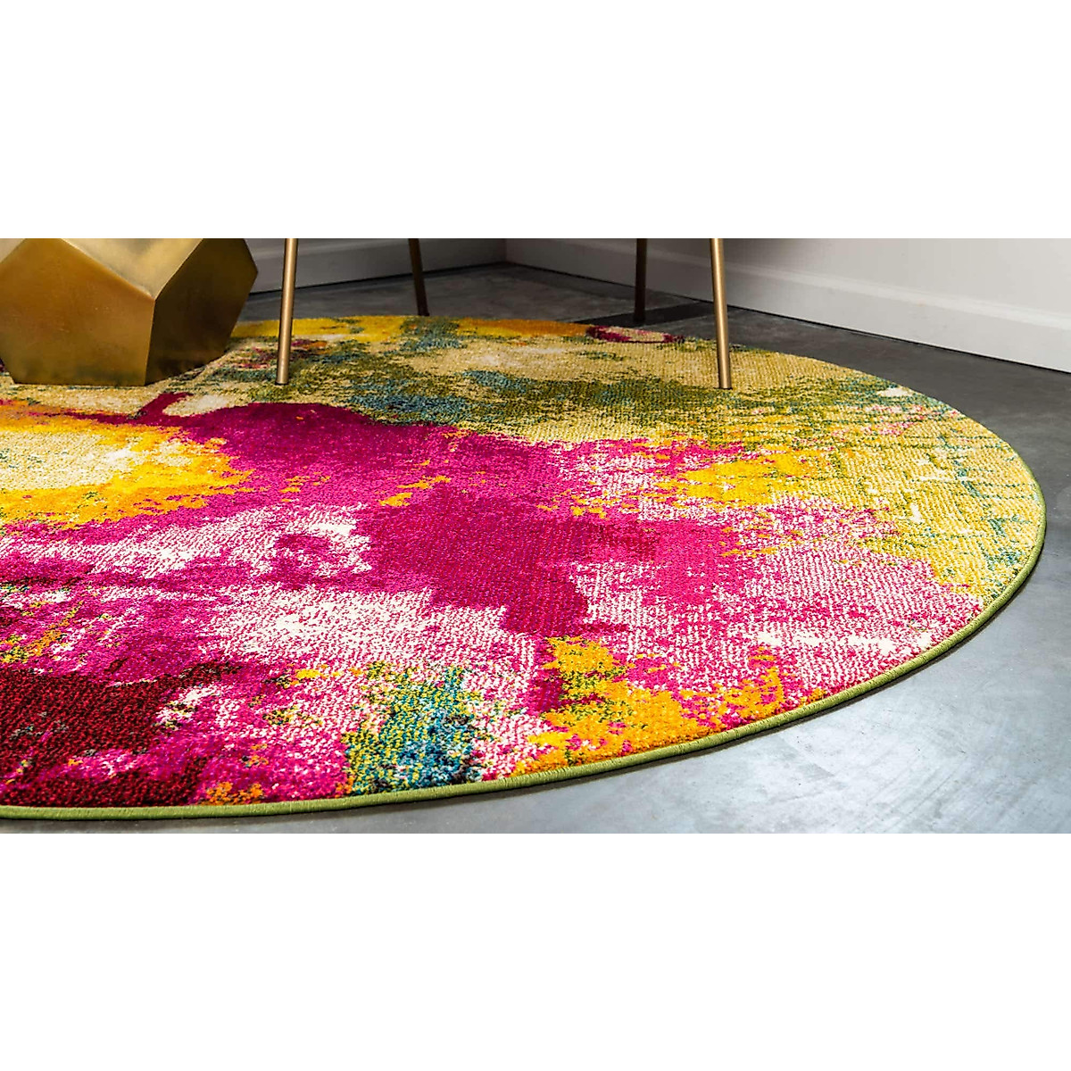 Unique Loom Estrella Collection Colorful, Abstract, Watercolor, Modern, Eclectic Area Rug, 6 ft x 6 ft, Multi/Beige
