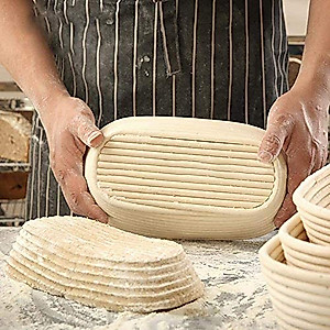 7 Inch Premium Oval Banneton Basket With Liner Perfect Rattan Brotform Dough Proofing Baskets For Making Beautiful Bread Set Of 2