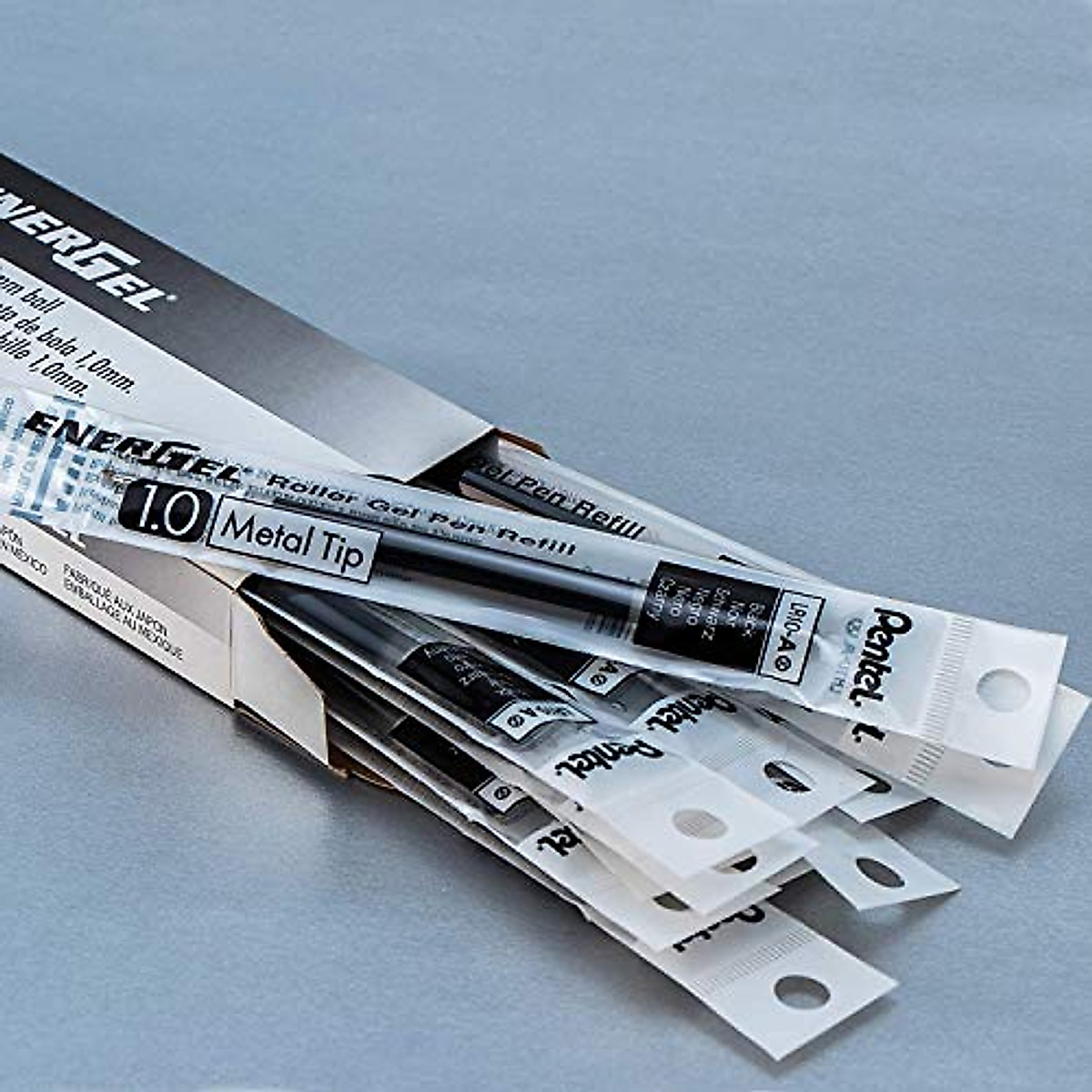 Pentel Refill Ink for BL60 EnerGel Liquid Gel Pen, 1.0mm, Metal Tip, Black Ink, Box of 12 (LR10-A-12)