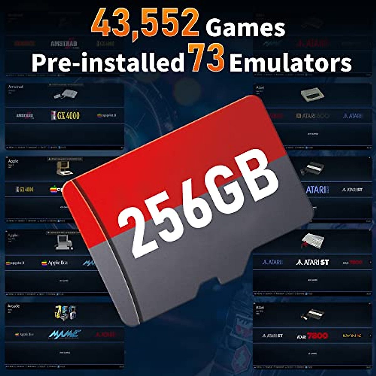 Emulator Console 256GB Micro S D Card Built-in 43,552 Retro Games, Batocera Game System for Steam Deck, Retro Game Boot Expansion Upgrade, Retro Game Console Compatible with MAME/Atari/Sega/PS3 etc