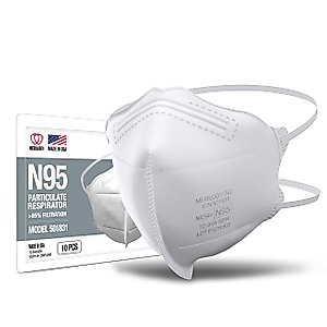 EasyEast N95 Mask Respirator [ Made in USA ] NIOSH Certified N95 Particulate Respirators Face Mask (Pack of 10),White,Adult,501831 (EE10P)