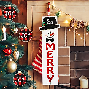 IGMaryBox Christmas Welcome Sign for Front Door Porch Welcome Hanging Sign Christmas Snowman Wooden Hanging Porch Sign Hand Painted Holiday Decoration Wooden Welcome Hanging Sign