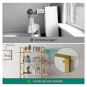 YITAHOME 5-Tier Gold Bookshelf, Artsy Modern Freestanding 5 Shelf Bookcases and Bookshelves, Book Rack, Storage Rack Shelves in in Living Room Home Office, Gold & White