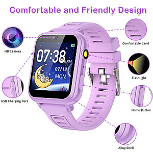 Phyulls Kids Smart Watch, Smart Watch for Kids Toys with 24 Games Camera Video Recorder Music Player Alarm Calculator Calendar Stopwatch Flashlight Pedometer Gift Toys for Girls Ages 3-12 Years Old