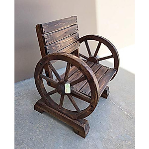 Koehler Home Outdoor Garden Yard Decorative Wagon Wheel Armrest Relaxing Charming Wood Chair